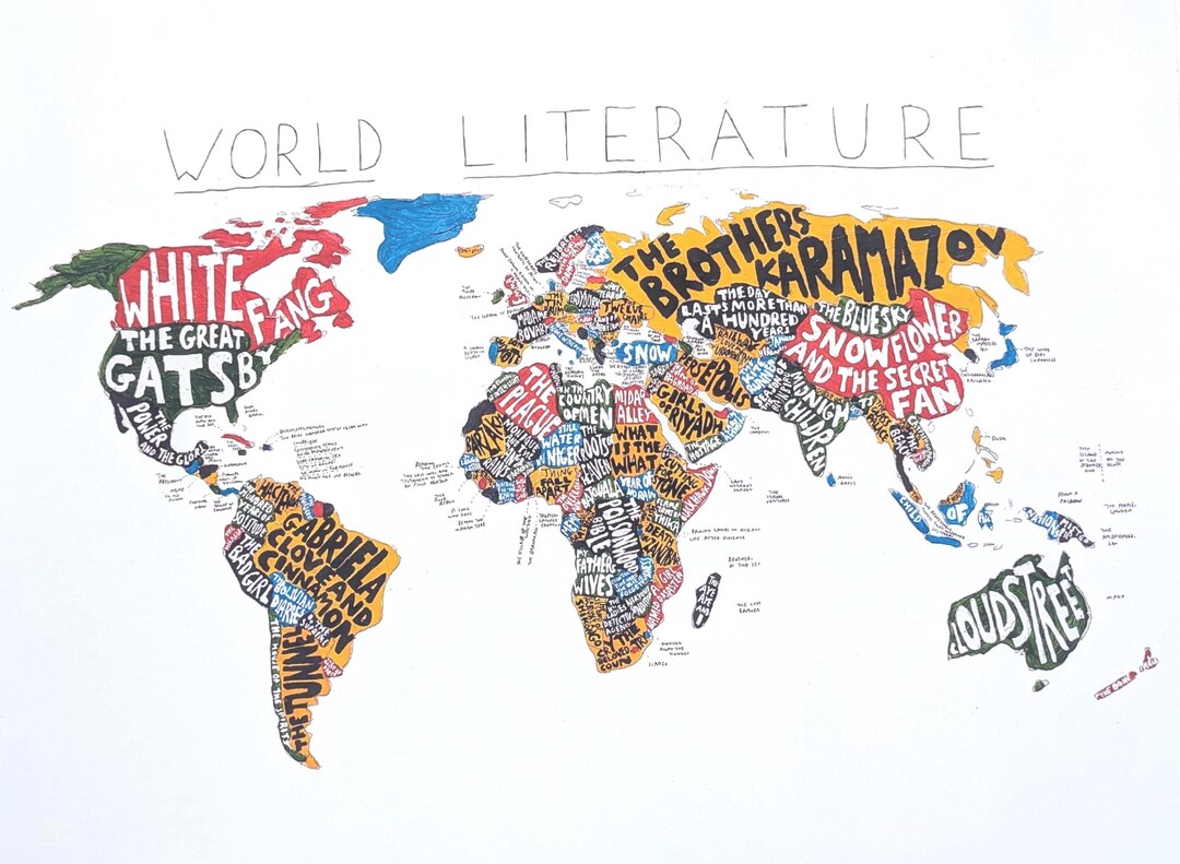 World Literature Map Art - Etsy