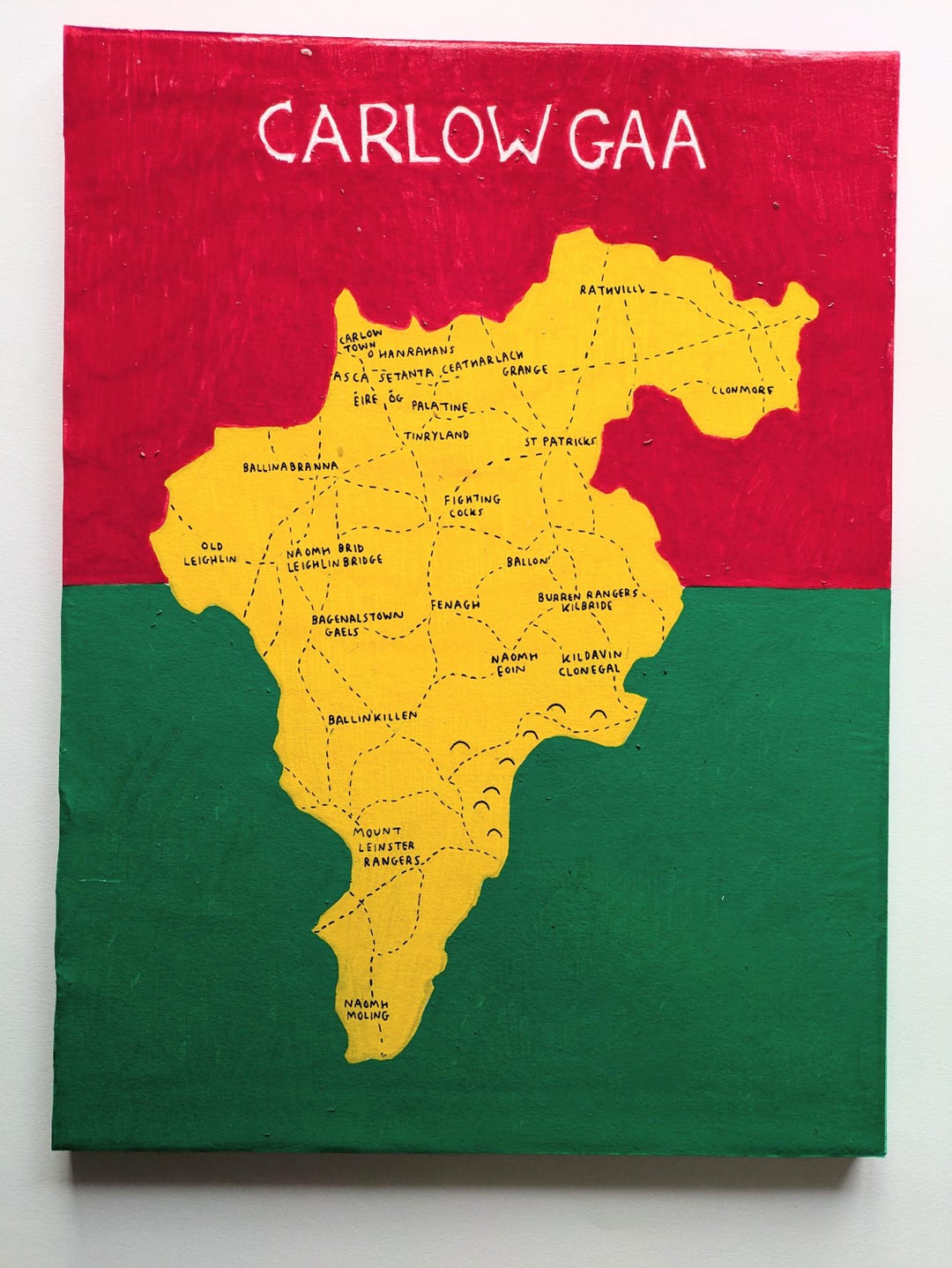 Carlow Map GAA Club Version, 30cm X 40cm Canvas - Etsy