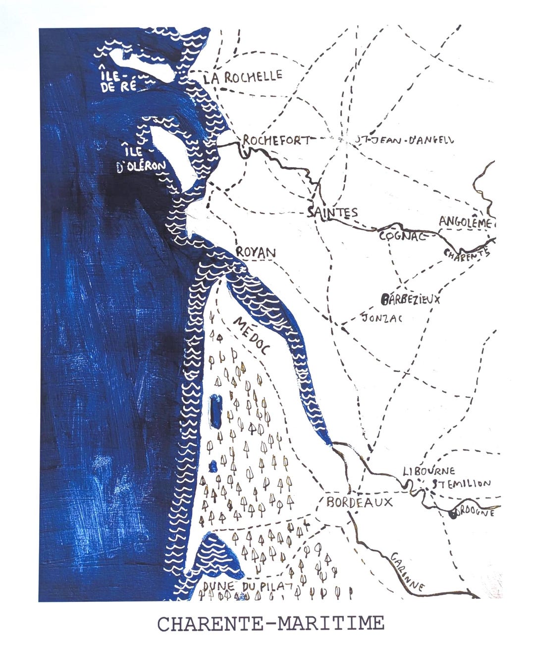 Charente Maritime Map Art - Etsy