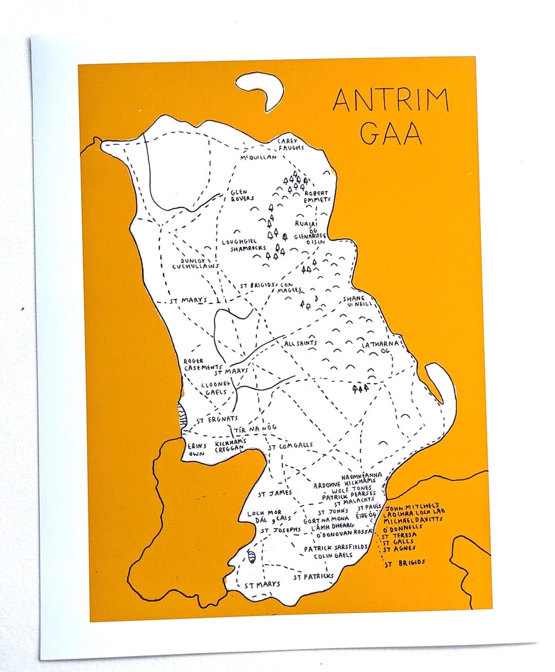 County Antrim GAA Club Map Print - Etsy