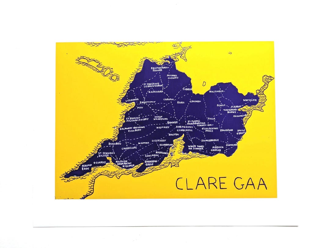 Clare GAA Club Map, 10 X 8in Print - Etsy