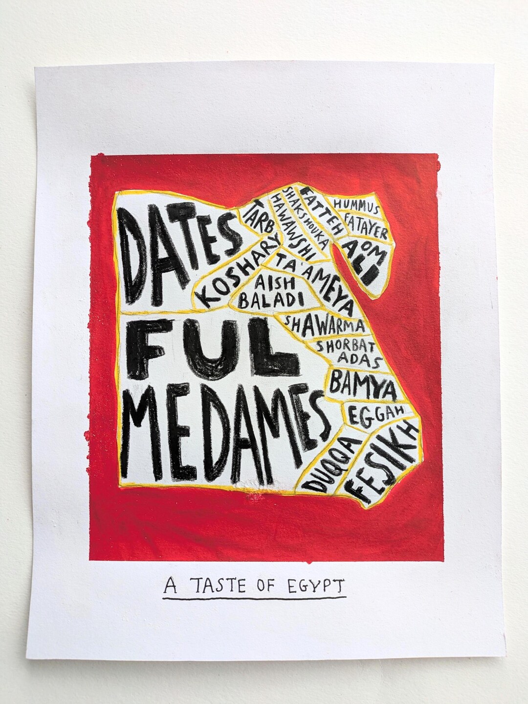 A Taste of Egypt | 10in X 8in Hand Drawn Map - Etsy