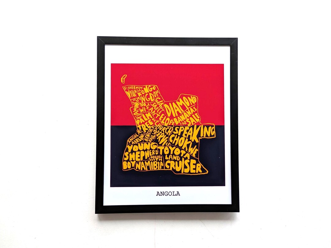 Angola Map Art I 10in X 8in Print - Etsy