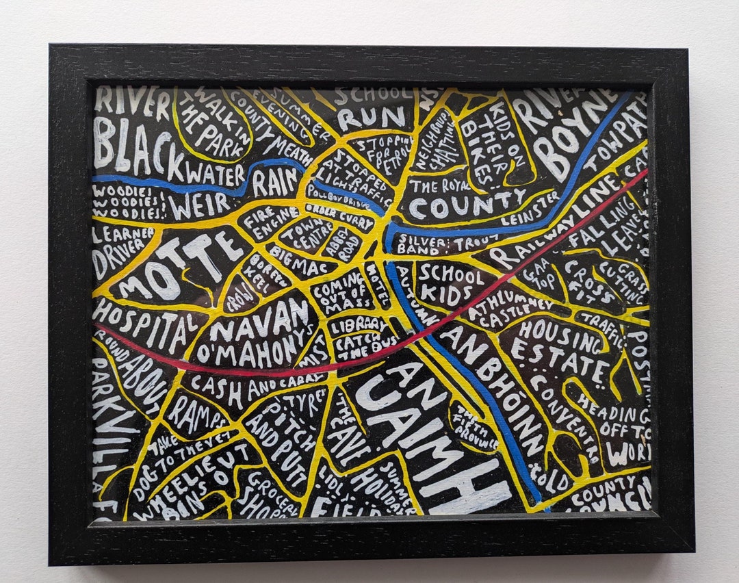 Navan Map No.1 Acrylic Ink Painting, 9in X 7in Frame - Etsy
