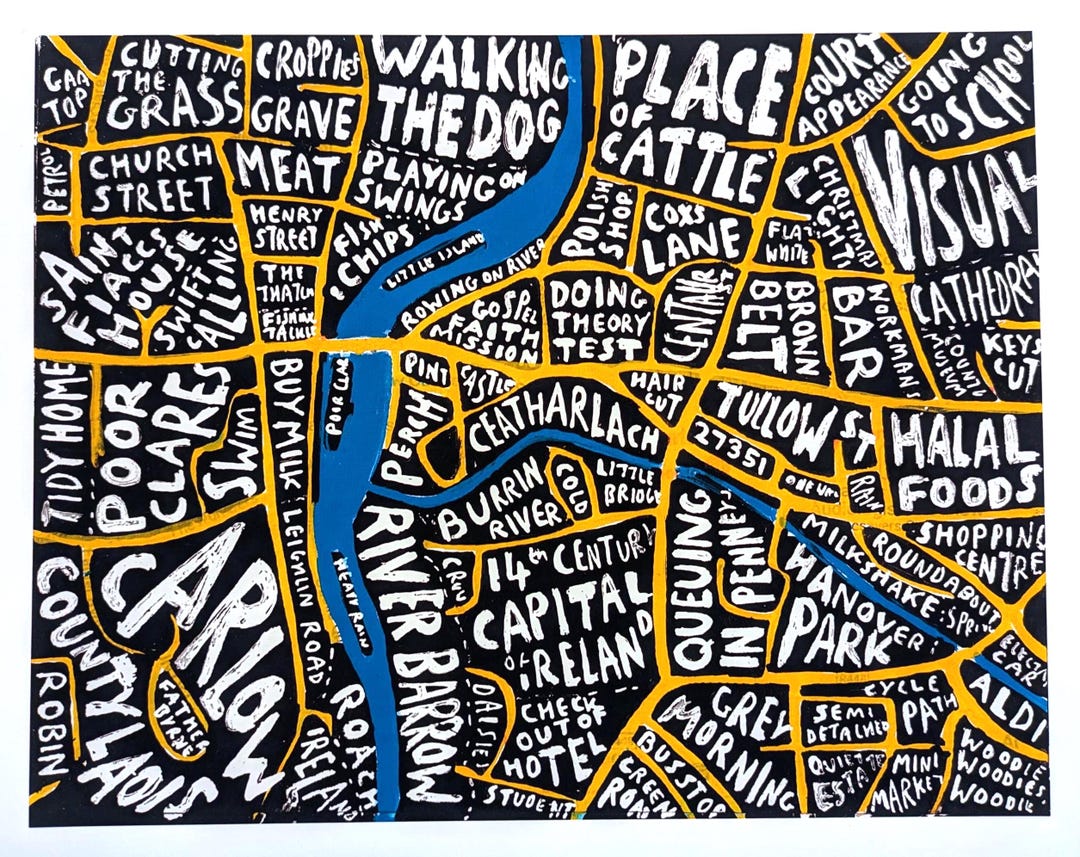 Carlow Town Map Print - Etsy