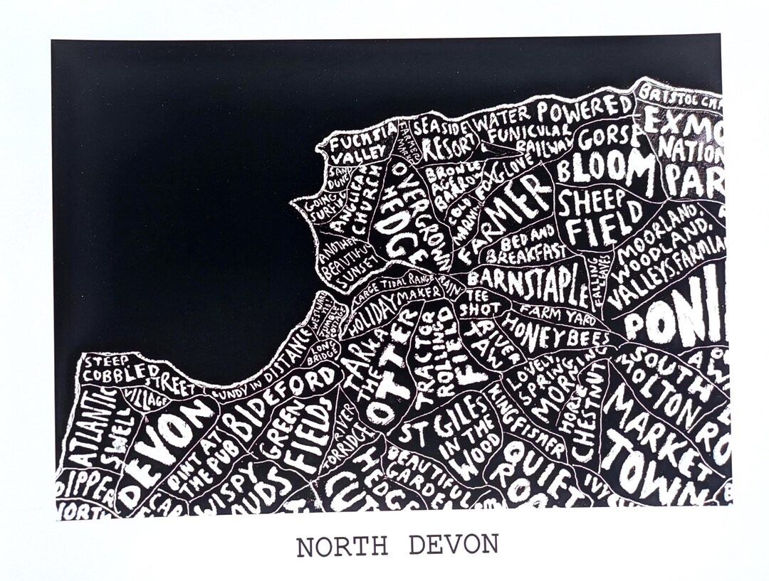 North Devon Map | 10in X 8in Print - Etsy