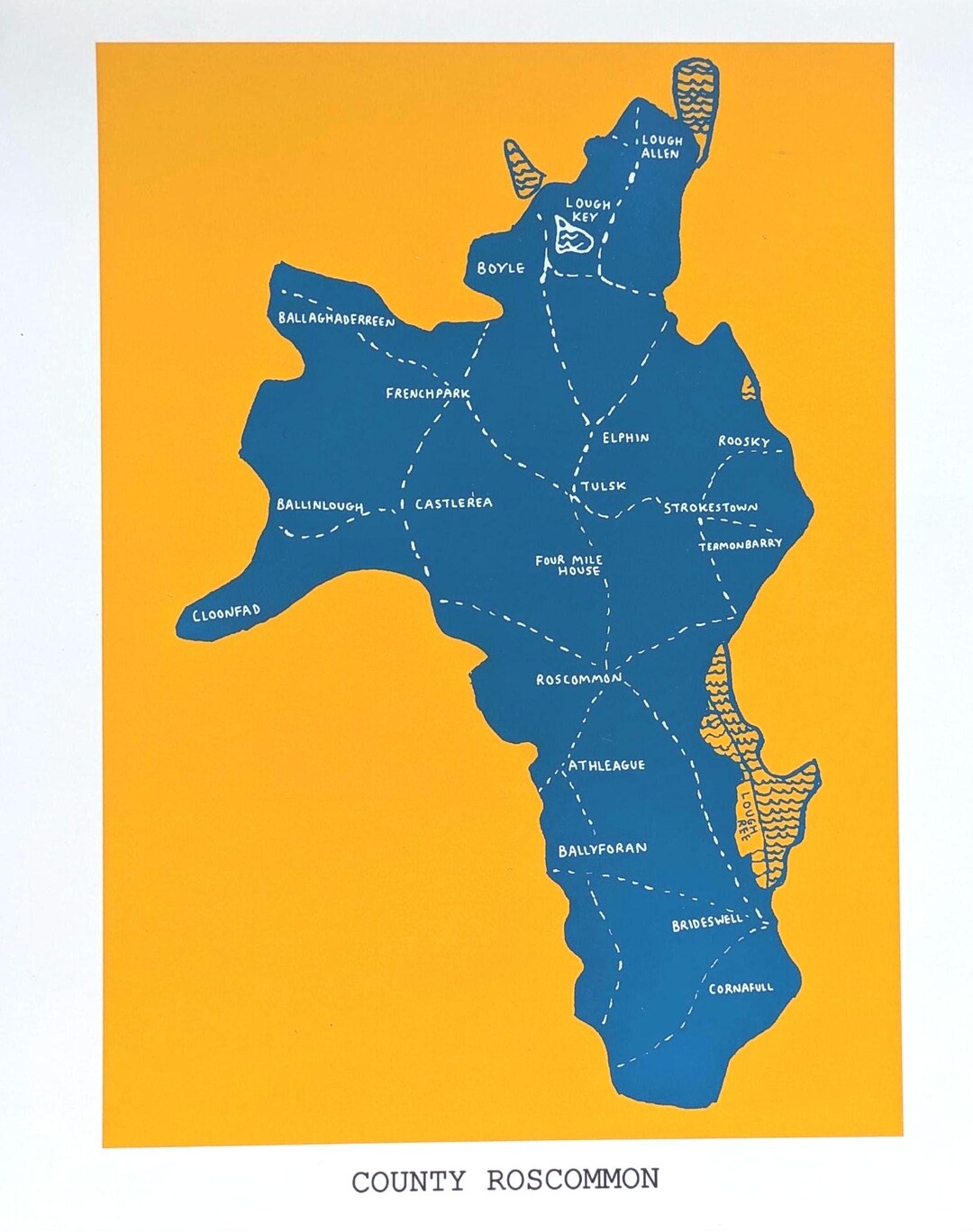 Roscommon Ireland Map | 10in X 8in Print - Etsy