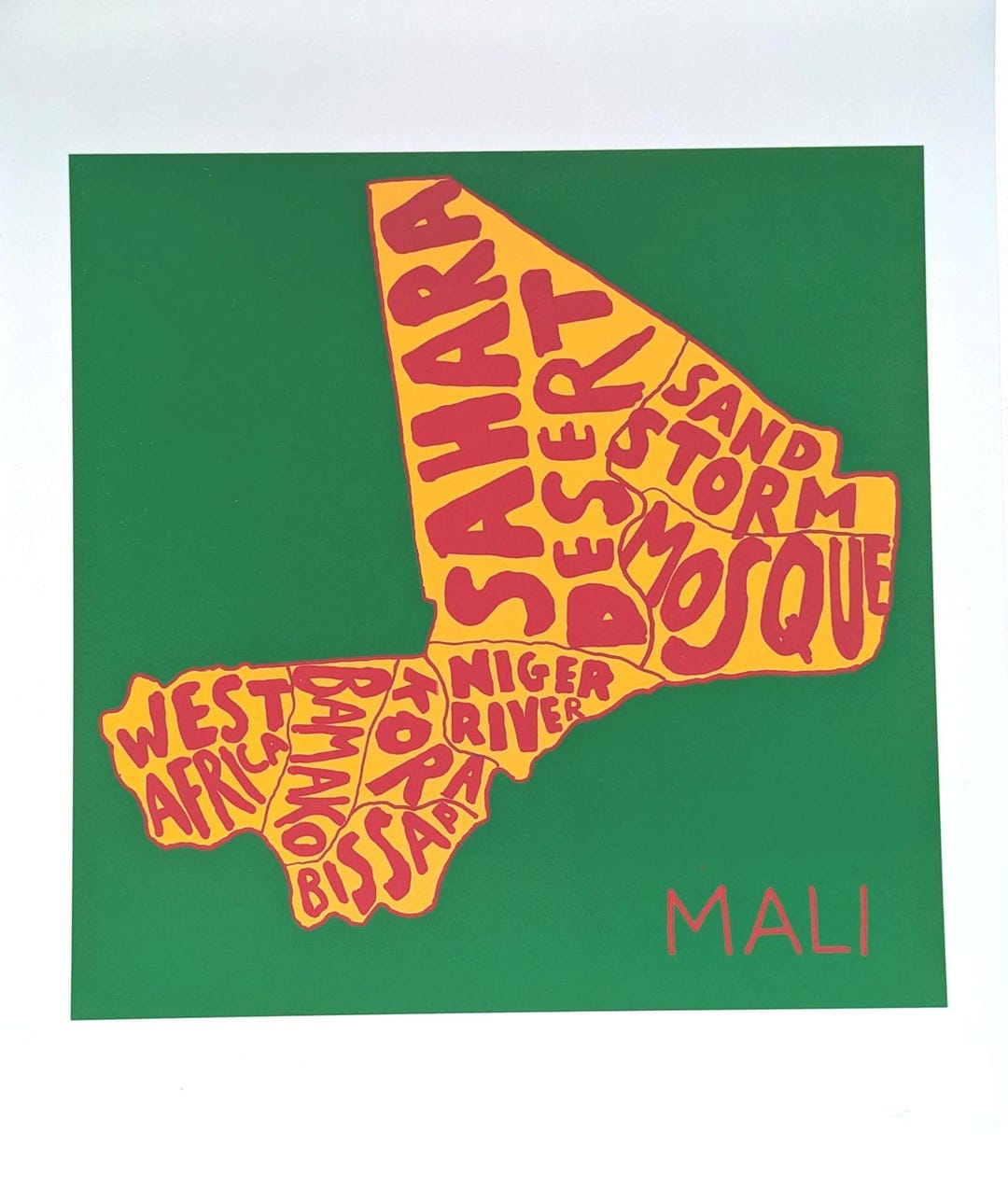 Mali Africa Map I 10in X 8in Print - Etsy