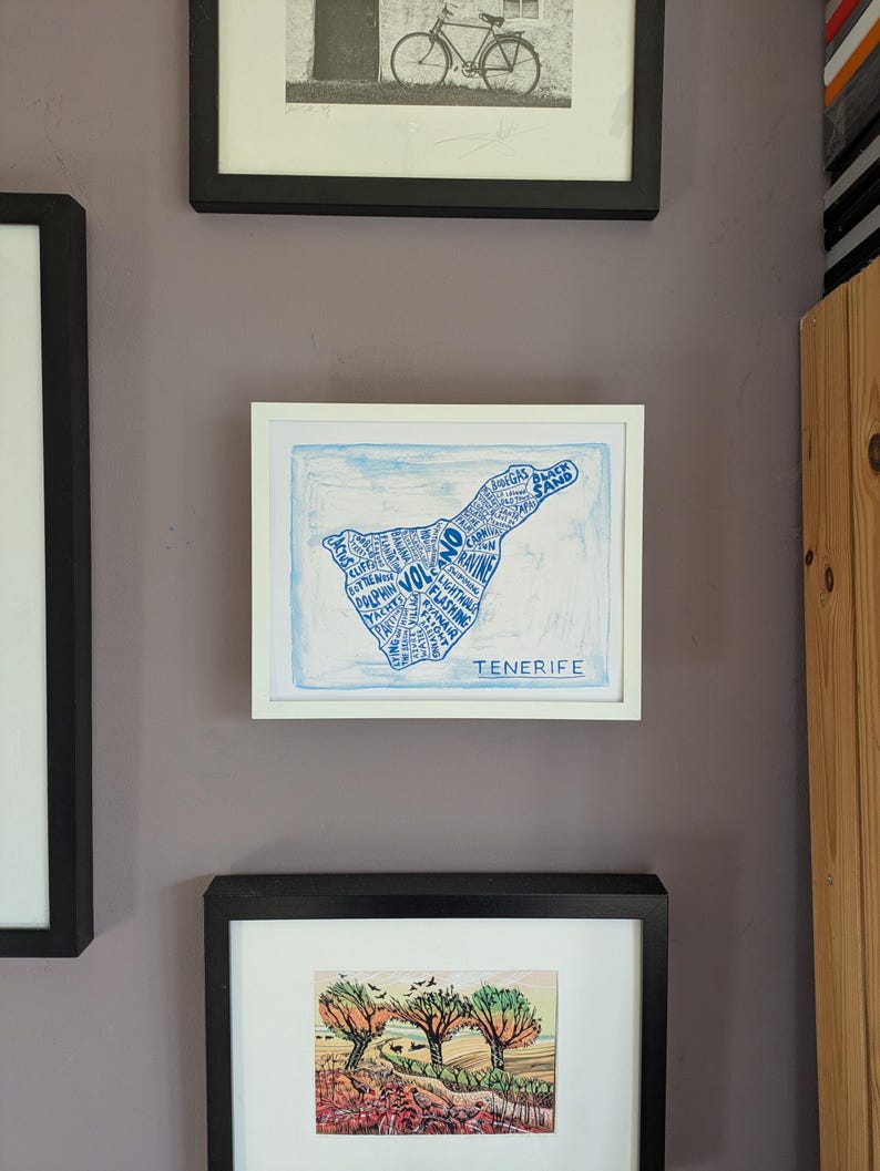 Tenerife Poster, Blue and White Map - Etsy