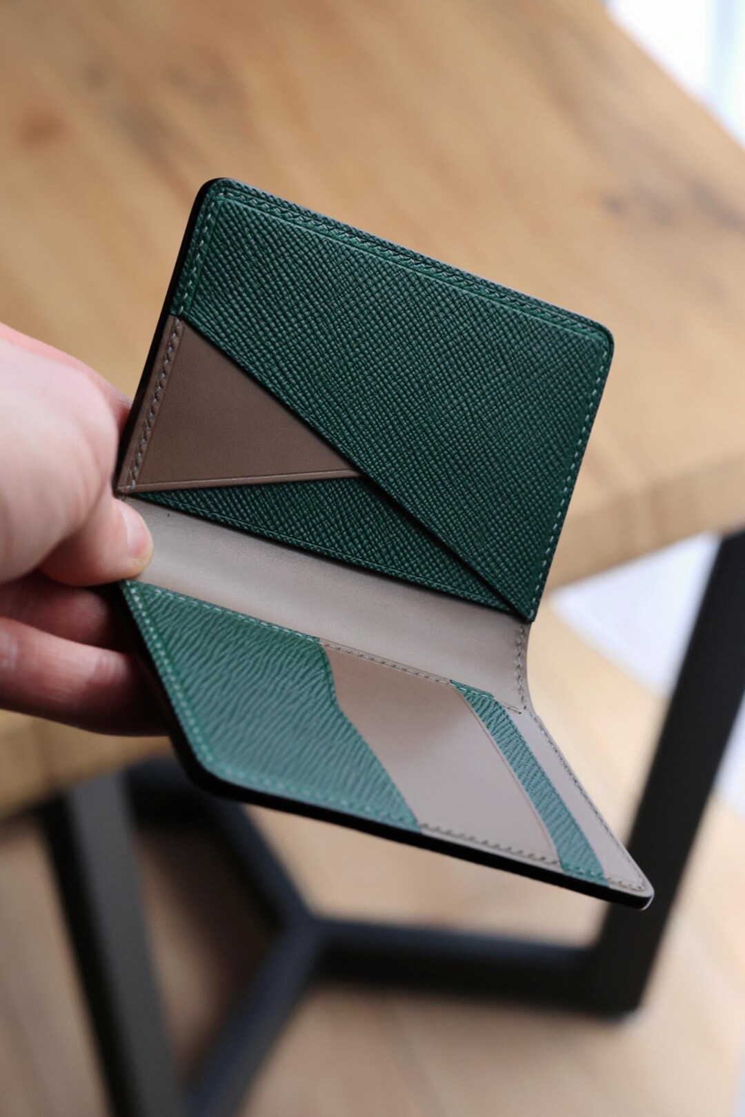 Japanese Shell Cordovan, Buttero Hatch Compact Wallet, Vertical Bifold ...