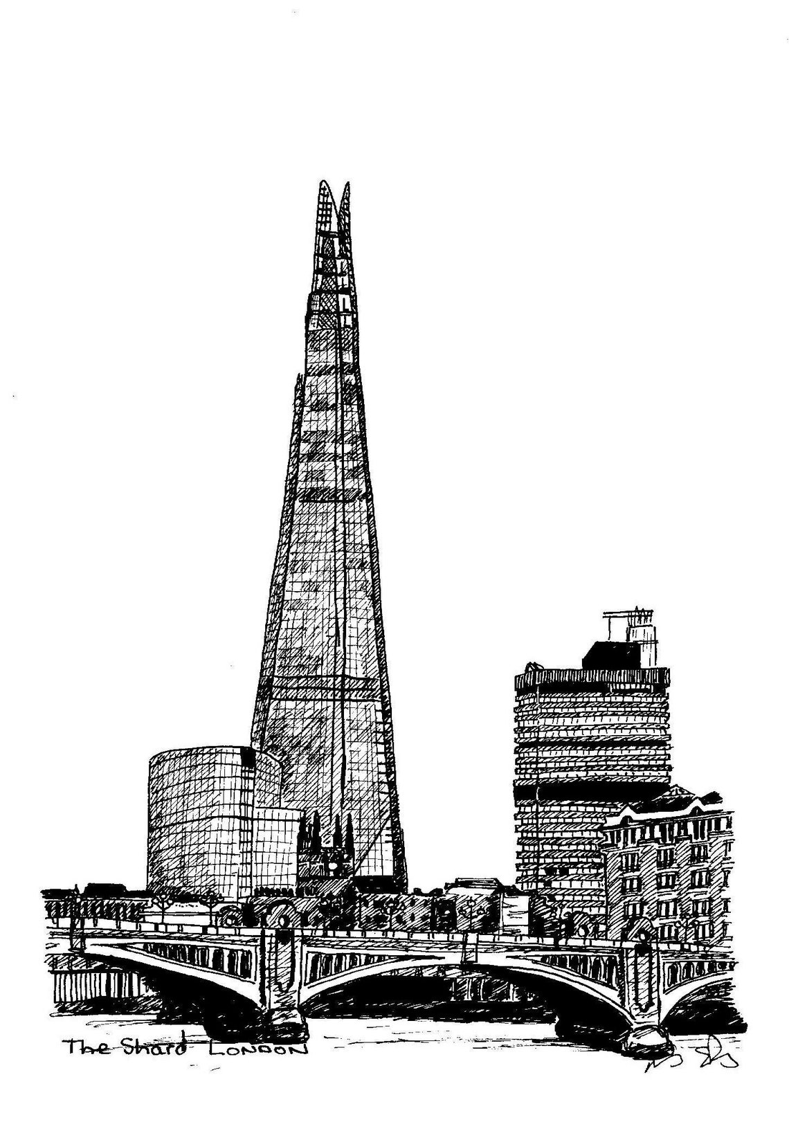 The Shard Original Picture, Line Drawing Illustration, Black & White - Etsy