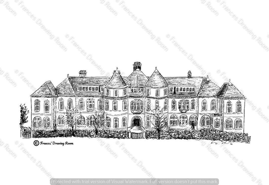 Old Eye Infirmary, Plymouth Picture, Line Drawing Illustration, Black ...