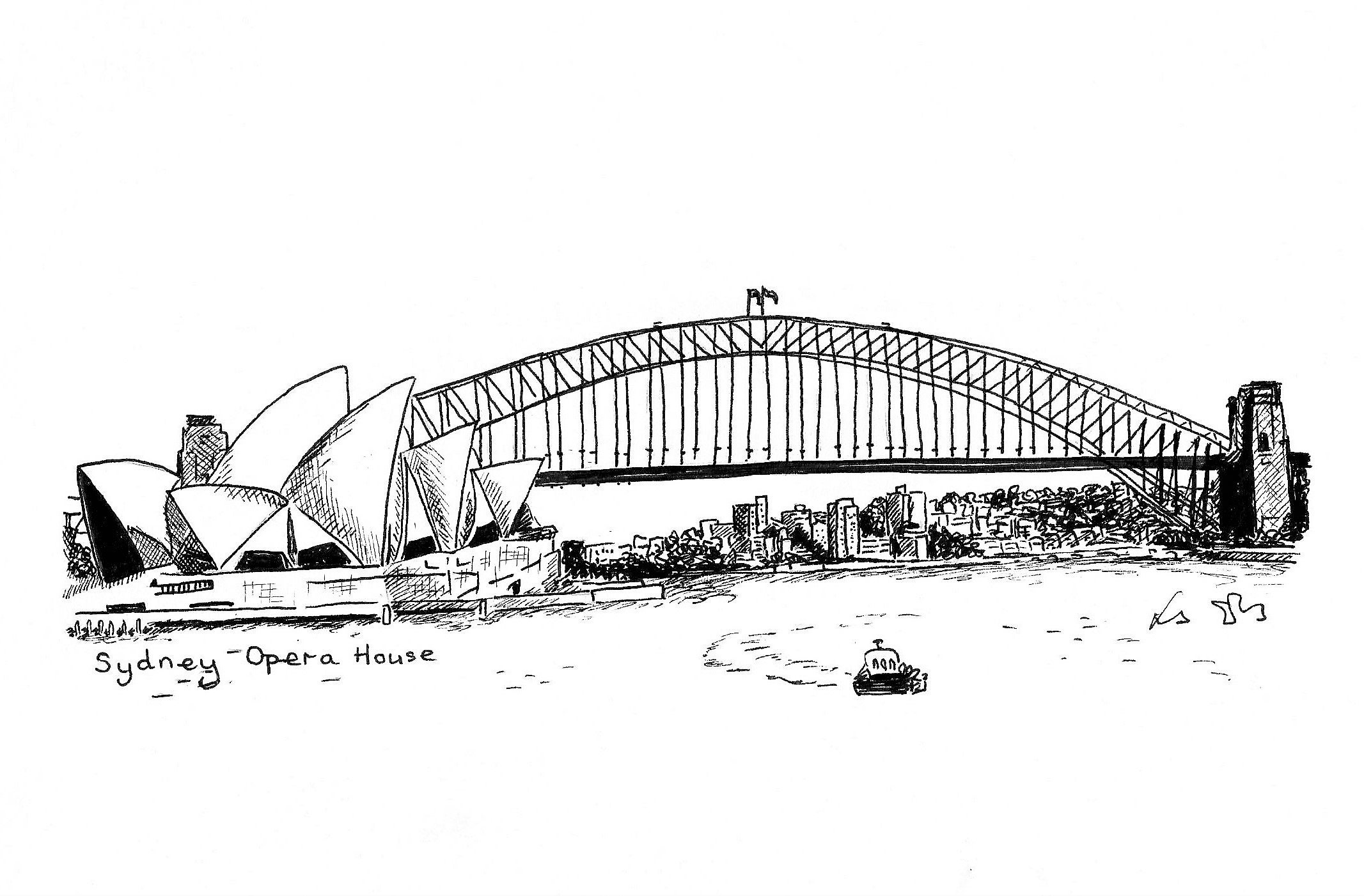 Sydney Opera House Australia Postcard Line Drawing | Etsy