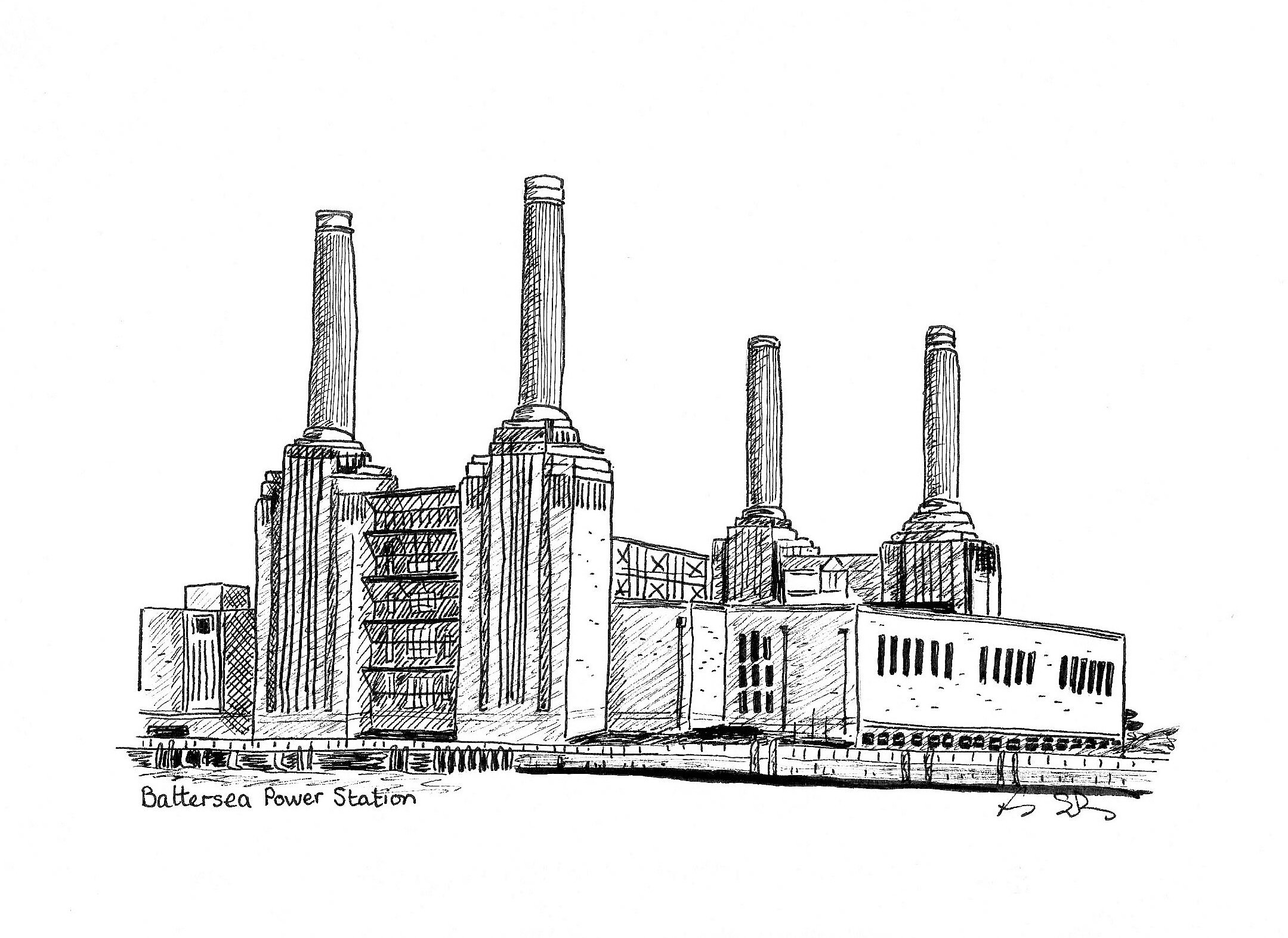 Battersea Power Station London Print Line Drawing - Etsy Italia