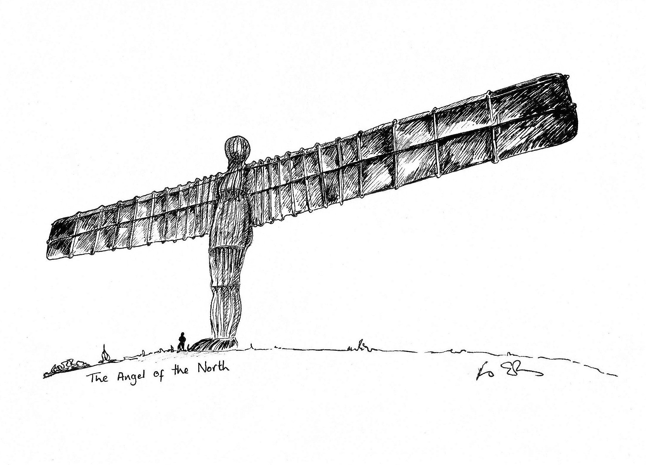 The Angel of the North Postcard Line Drawing Illustration - Etsy