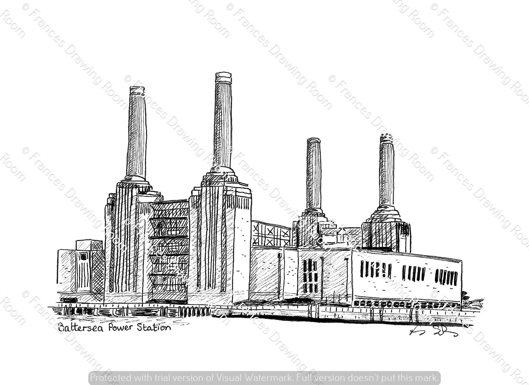 Battersea Power Station, London Digital Image, Line Drawing ...
