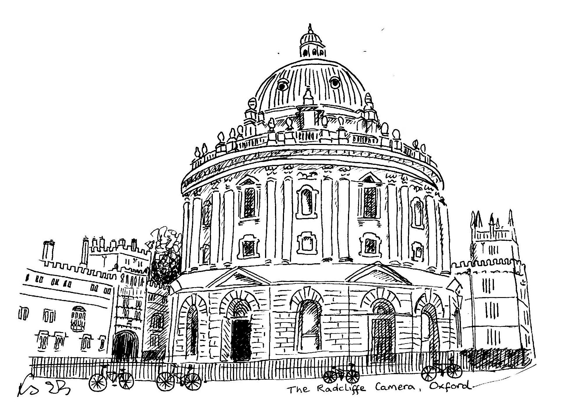 The Radcliffe Camera Oxford Print Line Drawing Illustration | Etsy