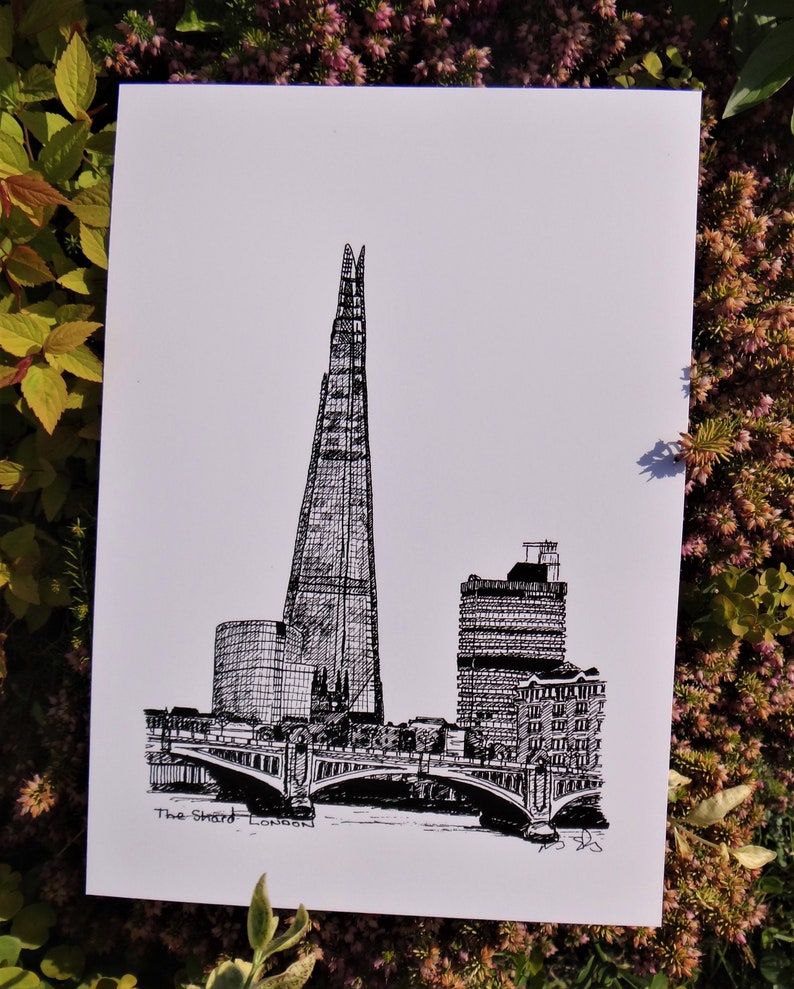 The Shard Print, Line Drawing Illustration, Black & White - Etsy