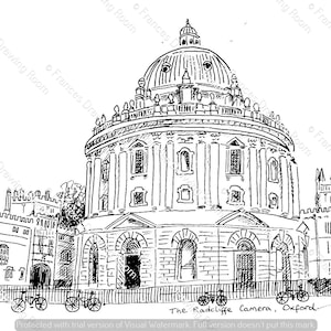 The Radcliffe Camera, Oxford Print, Line Drawing Illustration, Black ...
