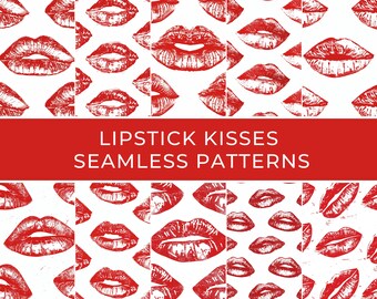 Lipstick Kiss Seamless Pattern JPG PNG, Kiss File Pattern, PNG Red Lips ...