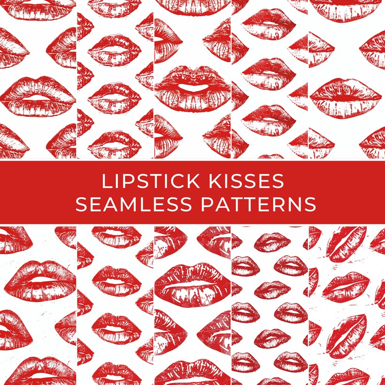 10 Lipstick Kisses Seamless Patterns Commercial Use Digital Download - Etsy