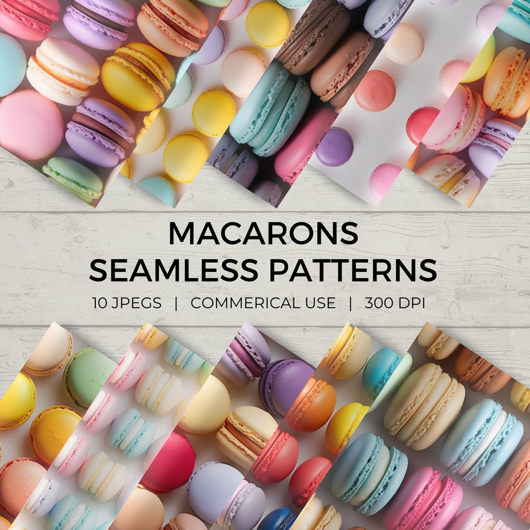 10 Realistic Macarons Seamless Patterns Commercial Use Digital Download ...