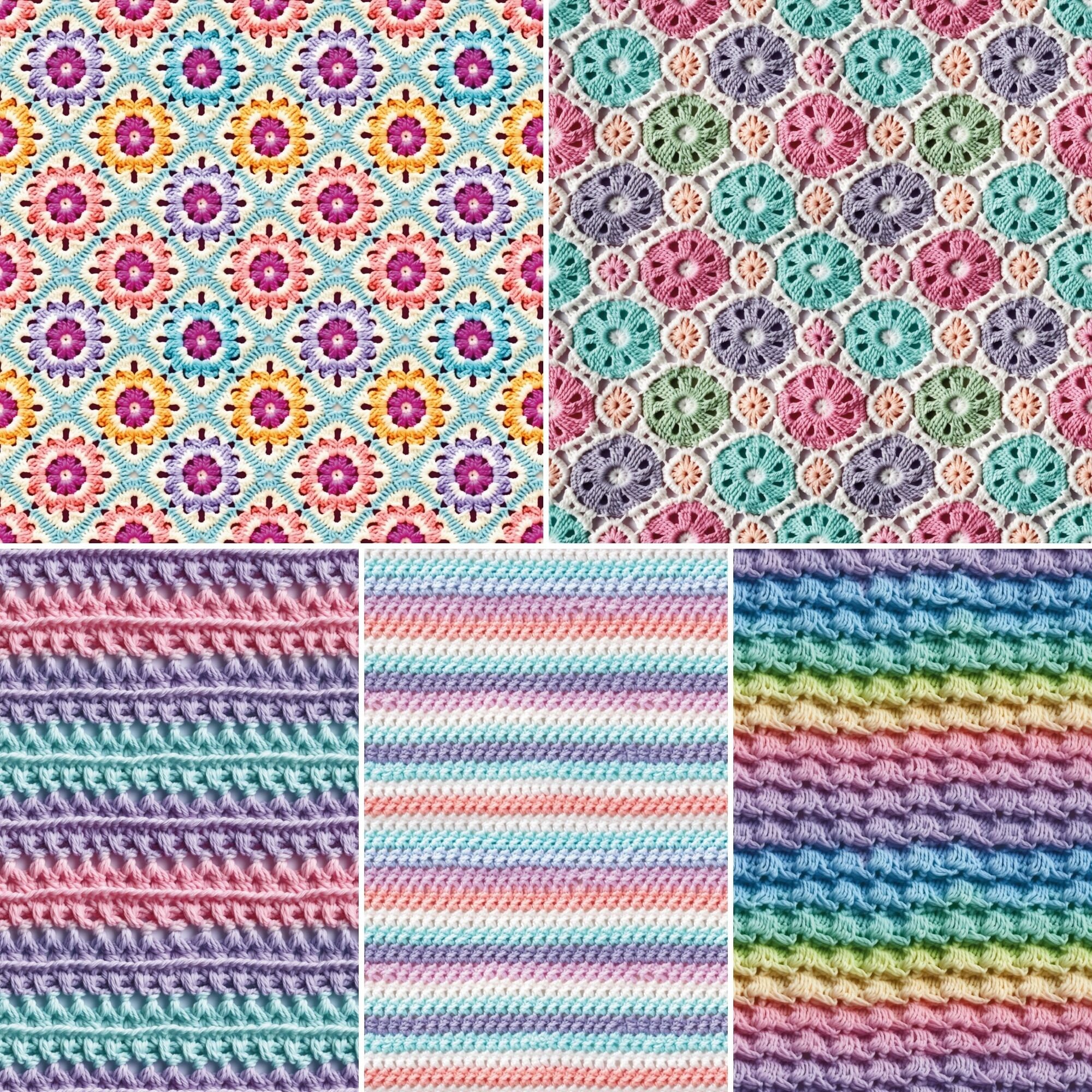10 Pastel Crochet Seamless Patterns Commercial Use Digital Download - Etsy