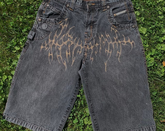 Gothic Bleach Design Upcycled Jorts Ranger Brand Jorts Jean Shorts ...