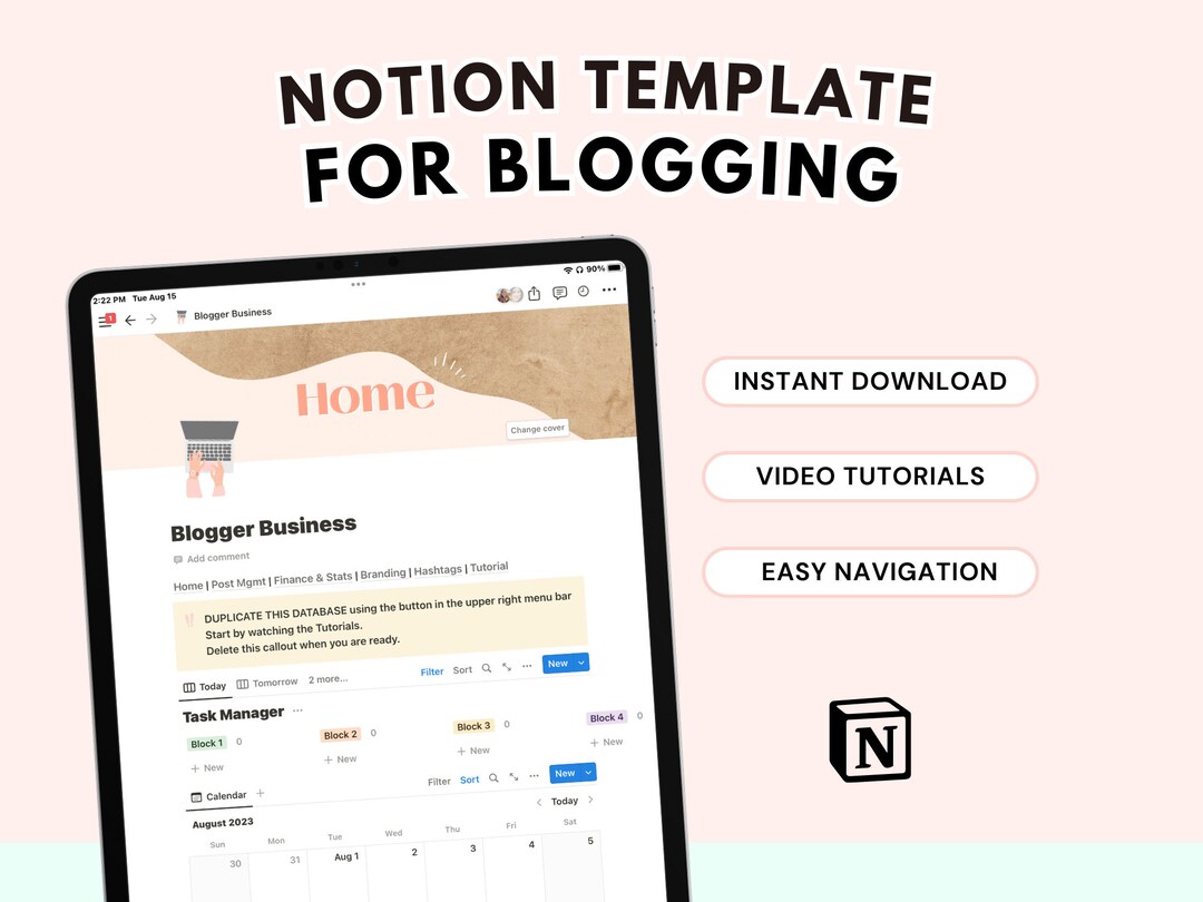 Digital Blog Planner Notion Template, Blogging Digital Planners for ...