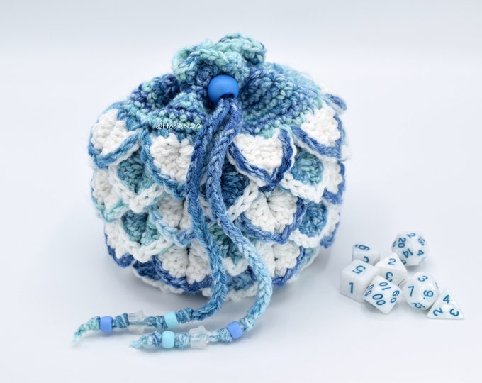 Ice Blue Dragon Scale - D&D - TTRPG - Large Crochet Dice Bags - Etsy