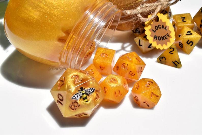 Bee Dice Collection Options Jumbo D20 Dice Set Honey - Etsy