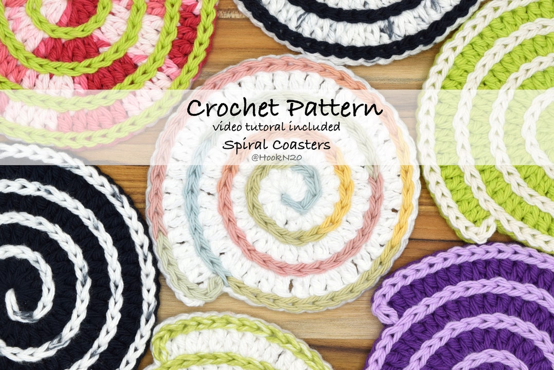 Crochet Pattern Spiral Coasters - Easy Beginner - Video Tutorial ...