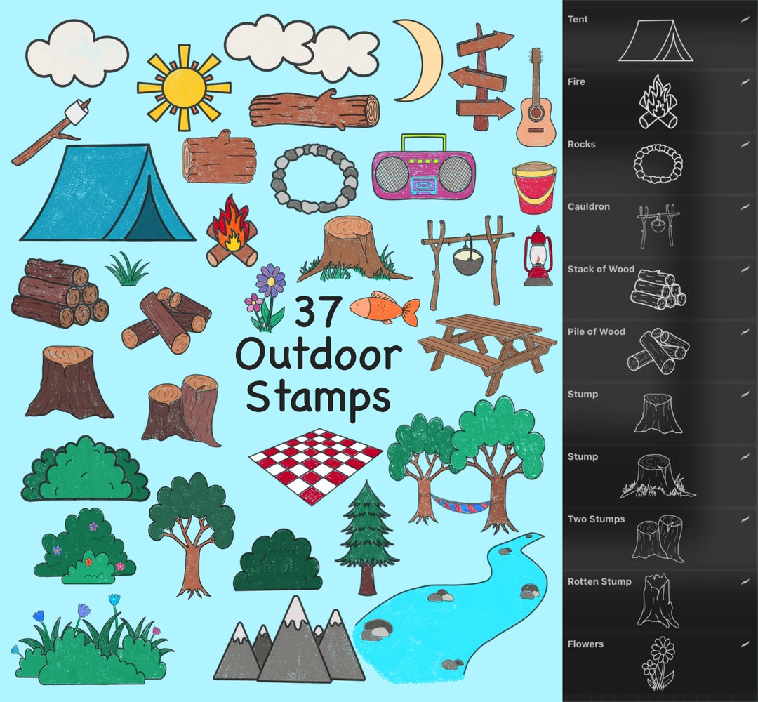 Procreate Stamps, Outdoor Stamps, Beginner Stamps, Procreate Trees ...