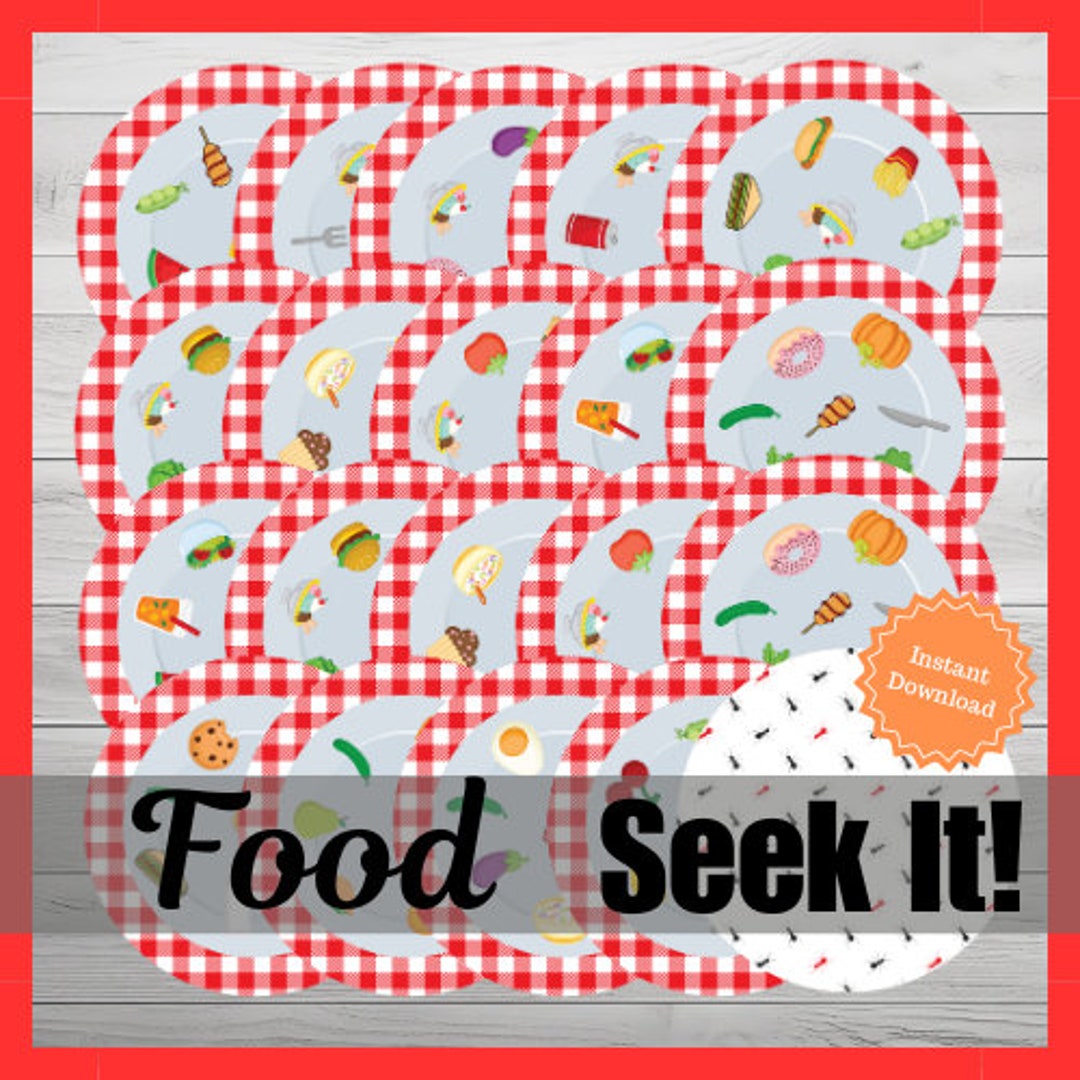 Food SEEK IT Match Game, Printable Game, Matching Game, Game Cards ...