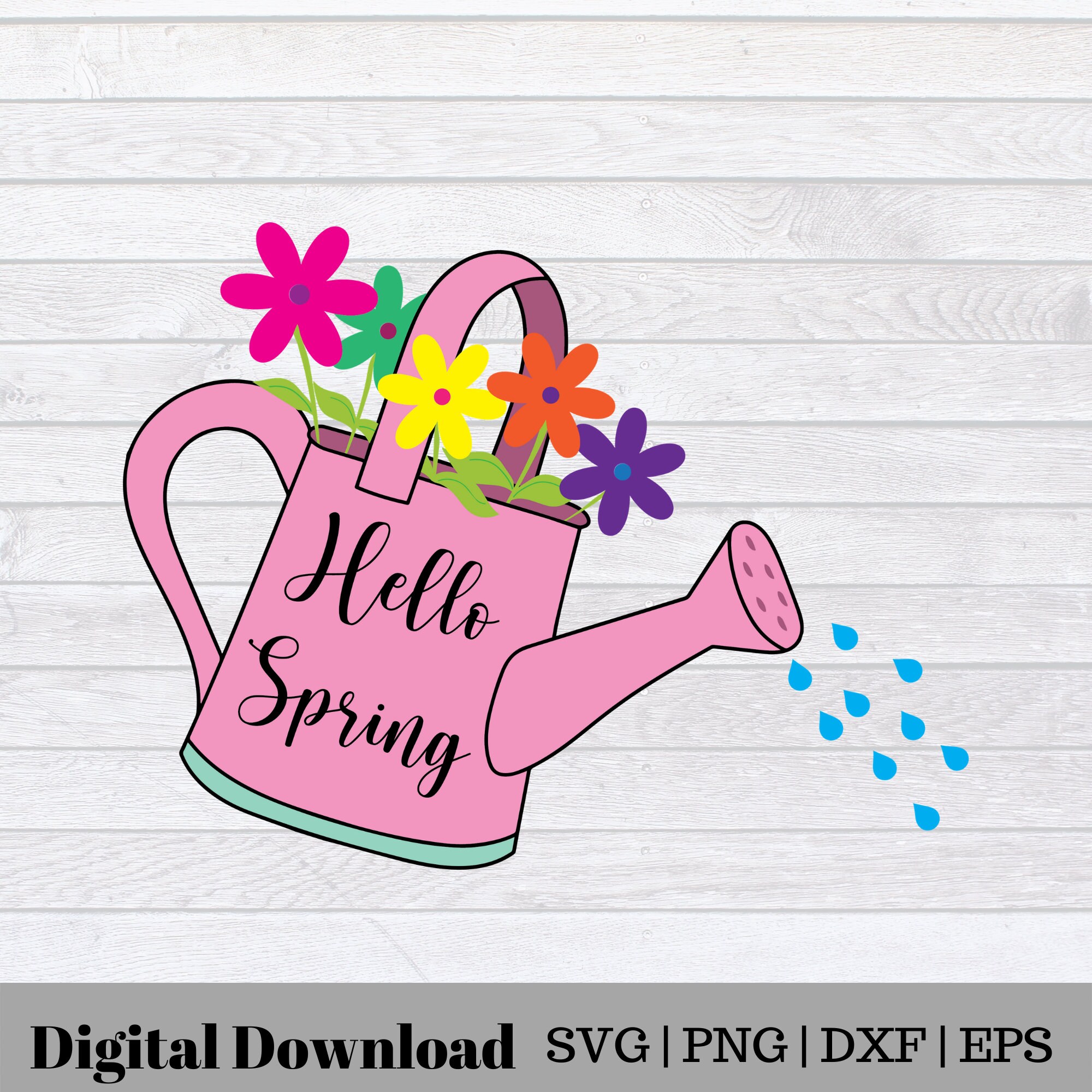 Hello Spring Watering Can Flowers Watering Can With Water - Etsy UK