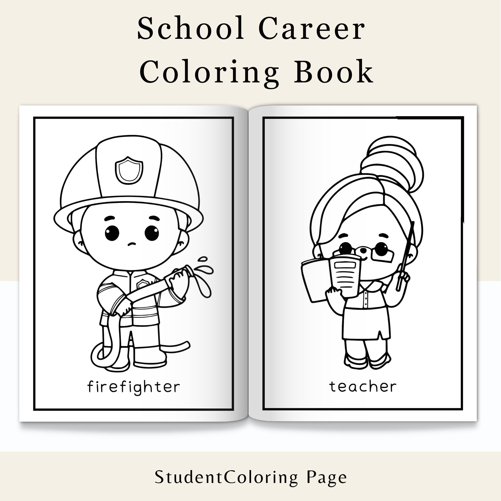 School Career Coloring Book School Career Coloring Sheet Coloring Page ...