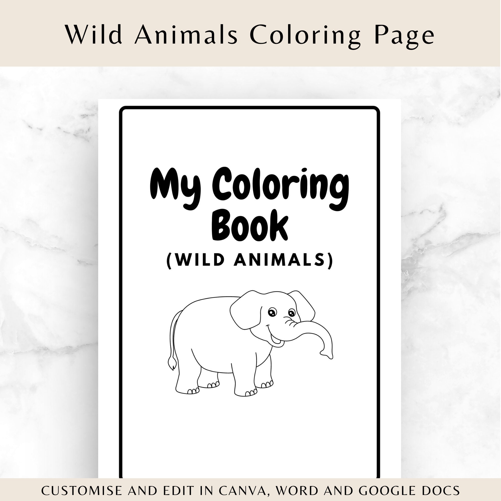 Black and White Wild Animals Coloring Page Wild Animal Coloring Book ...