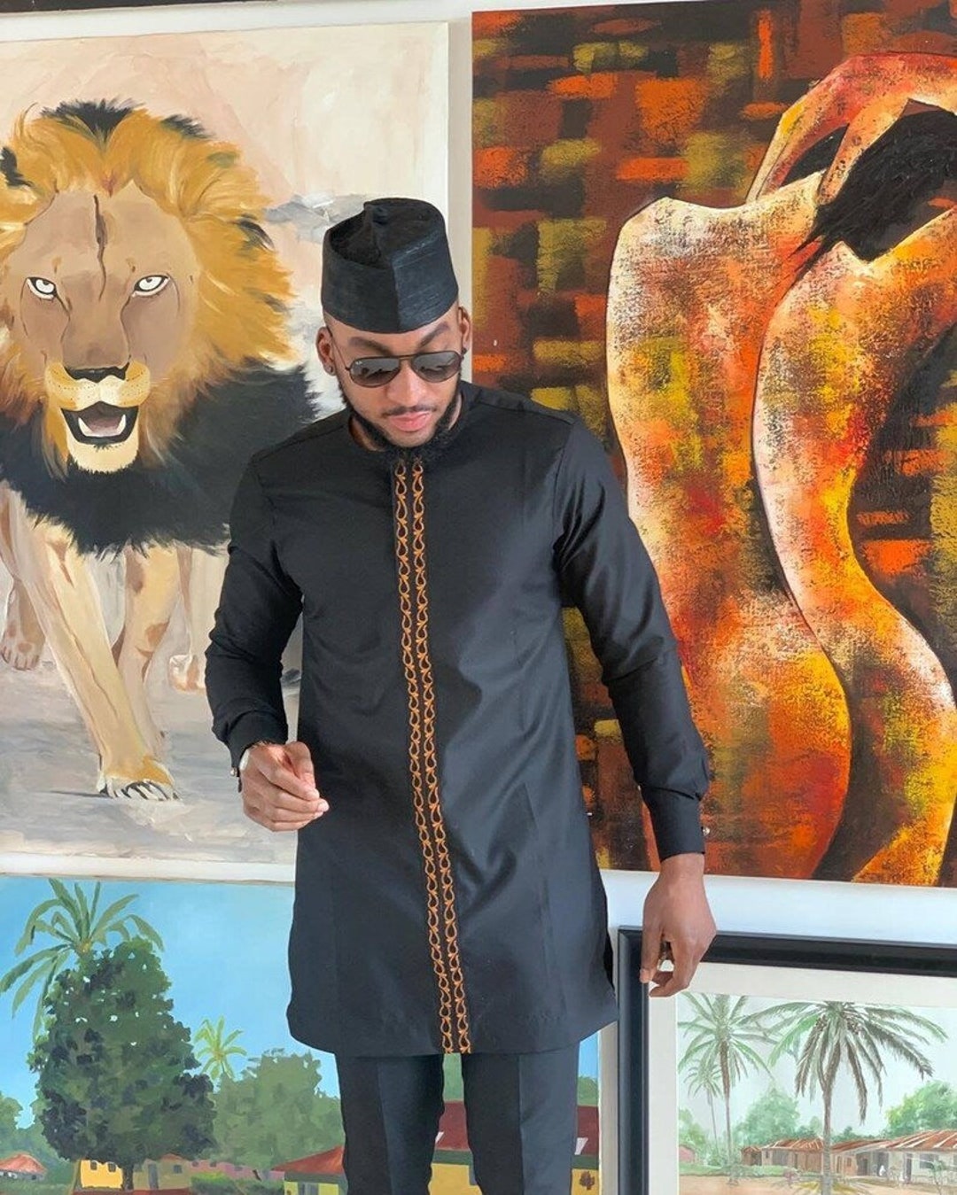 Black African Suit Senator, African Men's Wear, African Wedding Suit ...