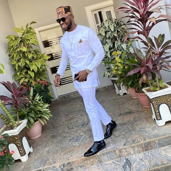 Traditional African Wear Pure White White Suit African - Etsy