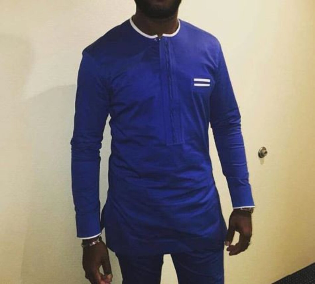 Blue African Men's Clothing, African Men's Outfit, African Senator ...