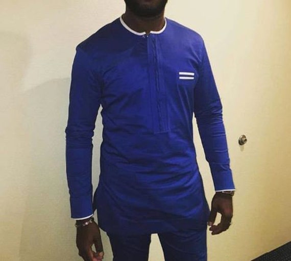 Blue African Men's Clothing African Men's Outfit | Etsy