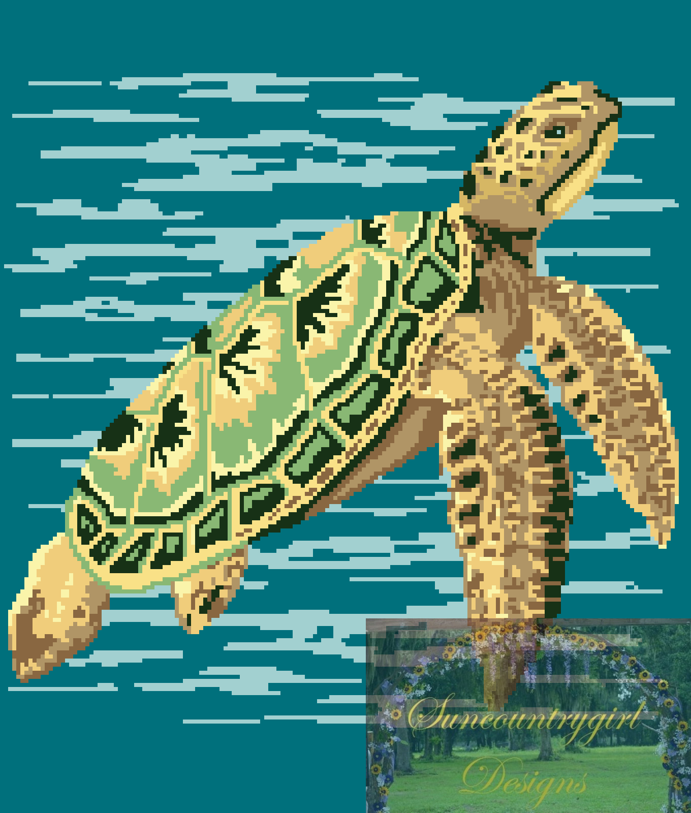 Brown Sea Turtle Swimming - Etsy