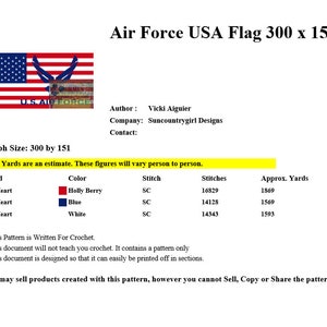 American Air Force Mashup Flag C2C AND SC BOTH! - Etsy