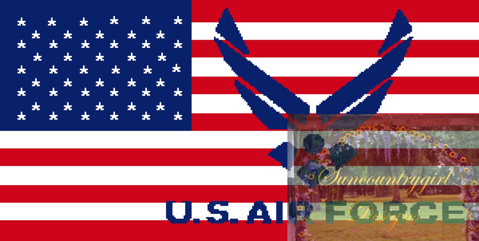 American Air Force Mashup Flag C2C AND SC BOTH! - Etsy