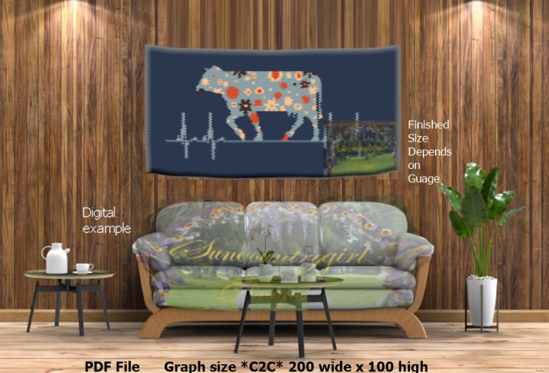 C2C EKG Heartbeat Cow Love - Etsy