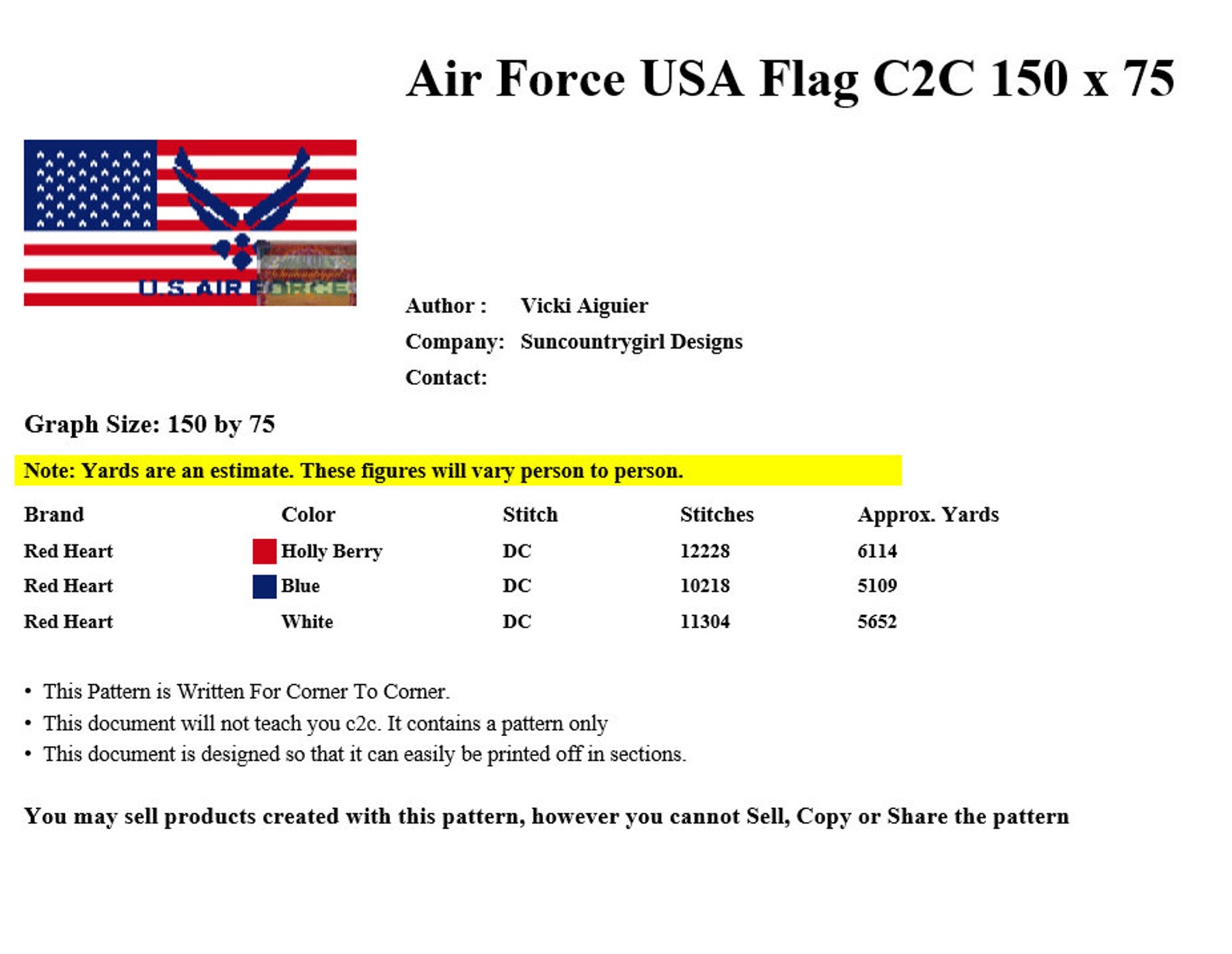 American Air Force Mashup Flag C2C AND SC BOTH! - Etsy