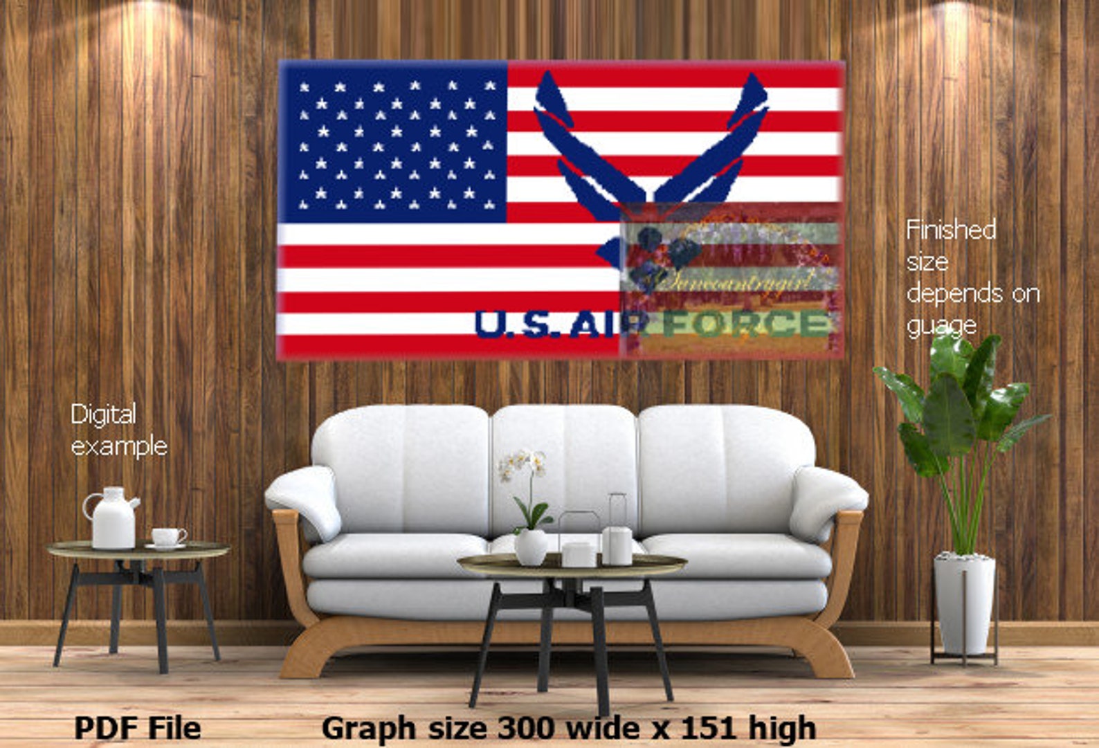 American Air Force Mashup Flag C2C AND SC BOTH! - Etsy