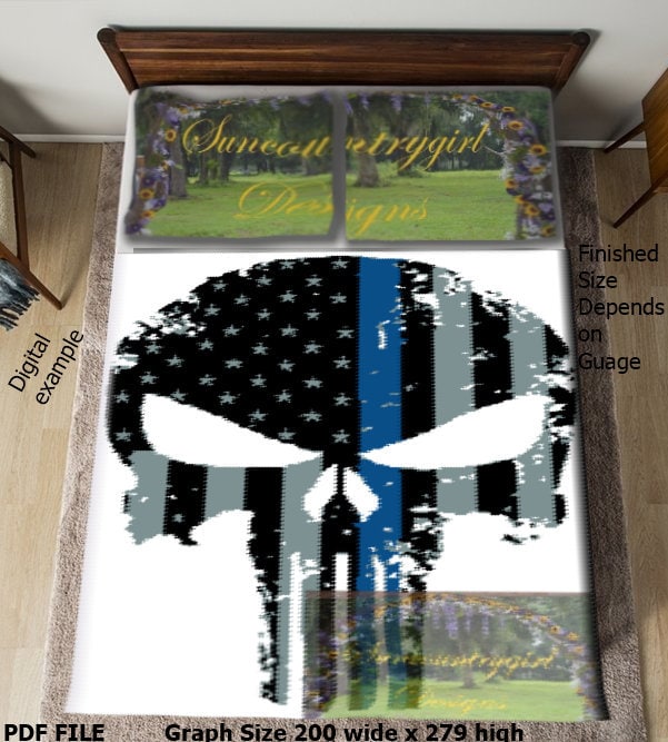 Punisher Thin Blue Line 200 X 279 Graph Pattern - Etsy