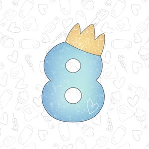 Crown Number 8 no Cutout - Etsy