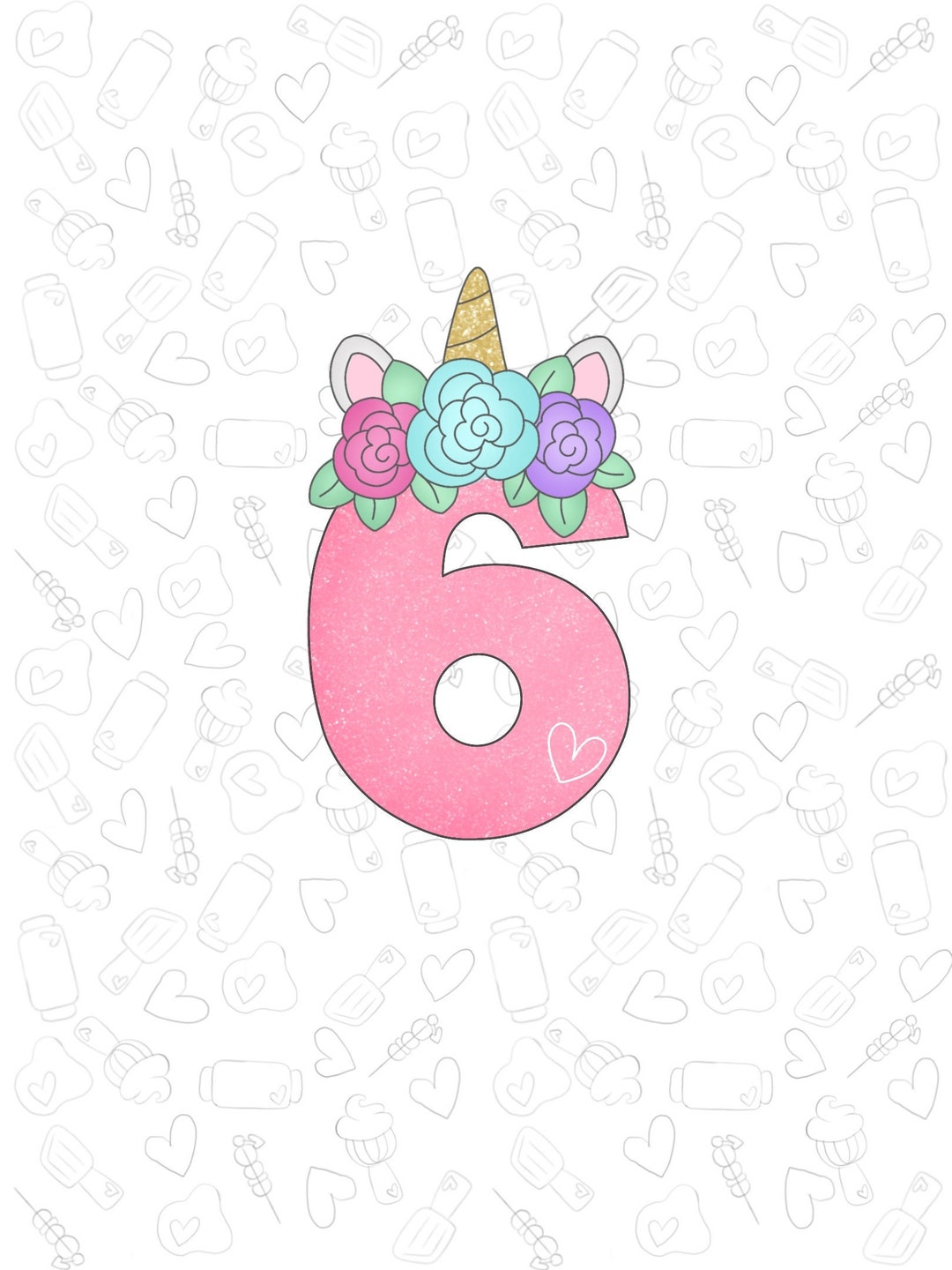 Unicorn Number 6 (no Cutout) - Etsy